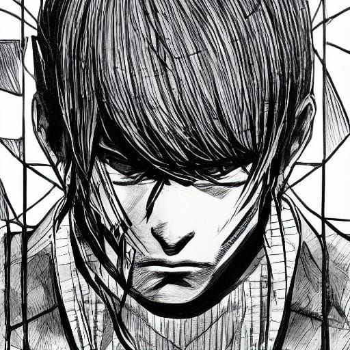 Drawing - Ink Portrait of a Determined Warrior