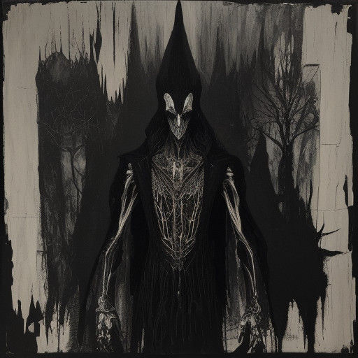 Surrealist Vampire at a Crossroads, Mixed Media Ma... - AI Art