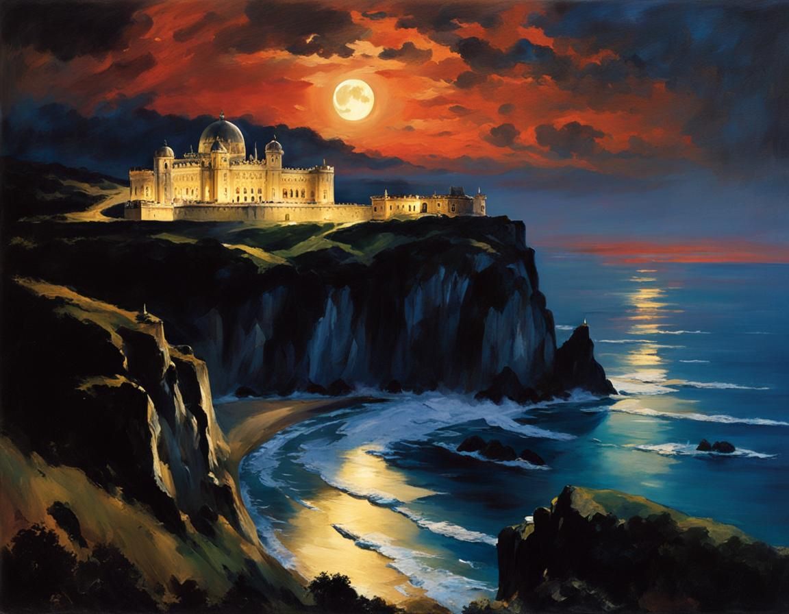 Palace on top of cliffs 1 - AI Generated Artwork - NightCafe Creator