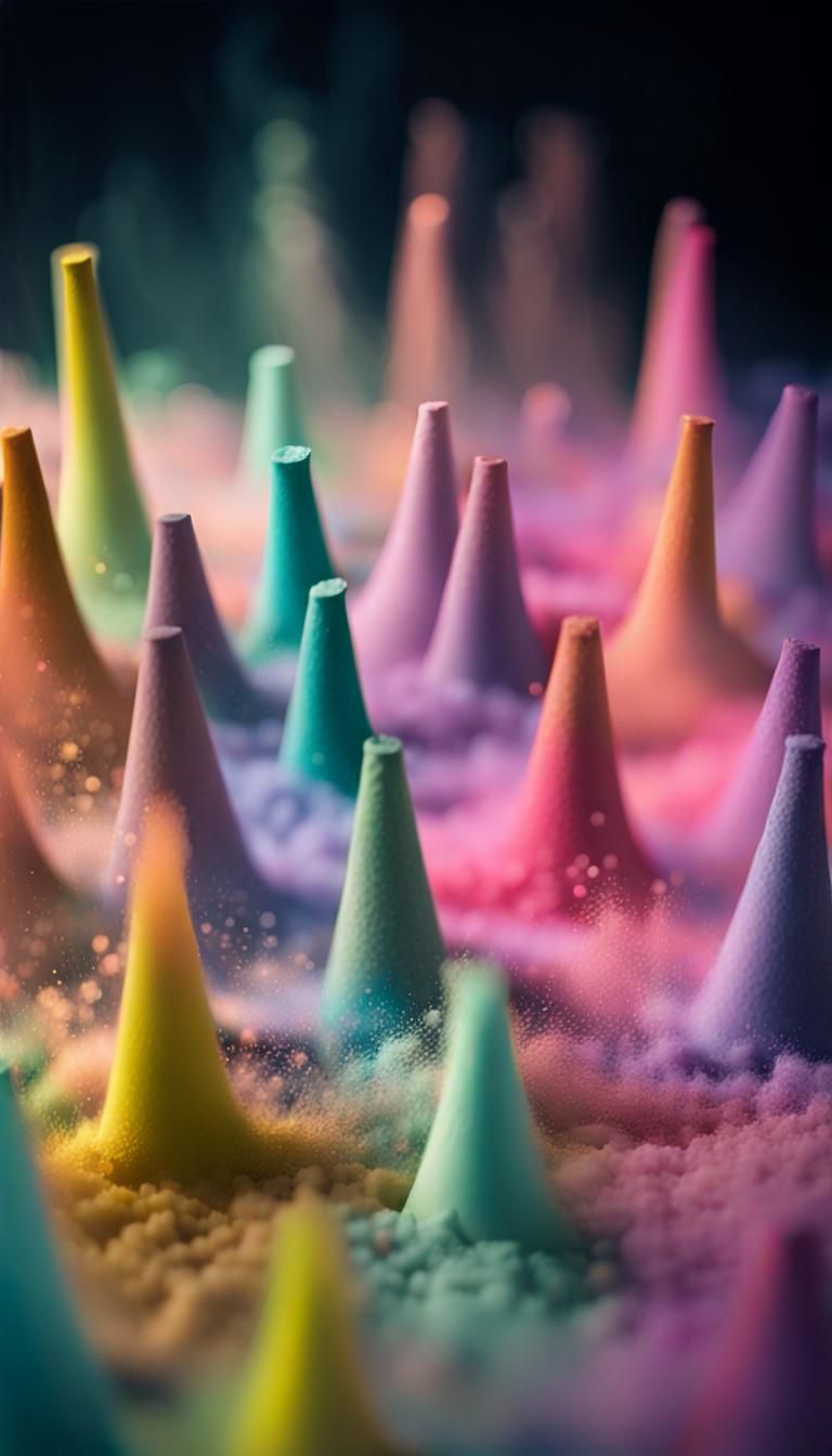 many chalks of all colors are crushed on a sheet of black Canson paper ...