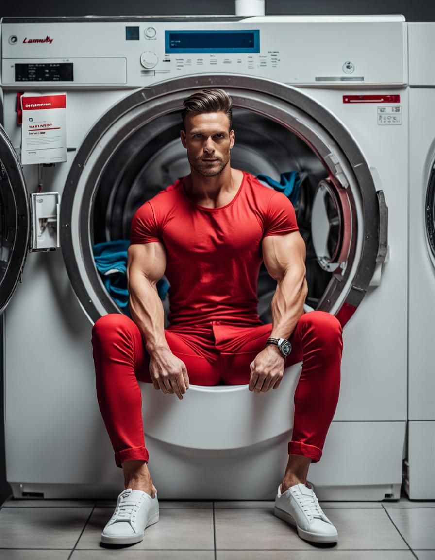 A man and his huge washing machine - AI Generated Artwork - NightCafe ...