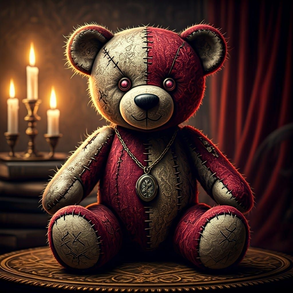 Patchwork voodoo teddy - Hauntingly Beautiful Patchwork Tedd...