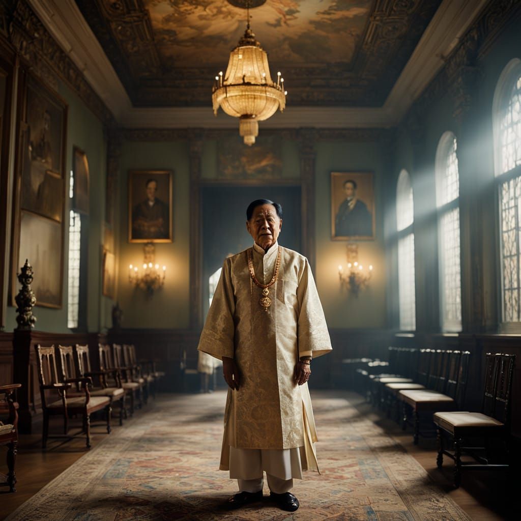 Dignified Figure in Traditional Attire Receives Pr... - AI Art