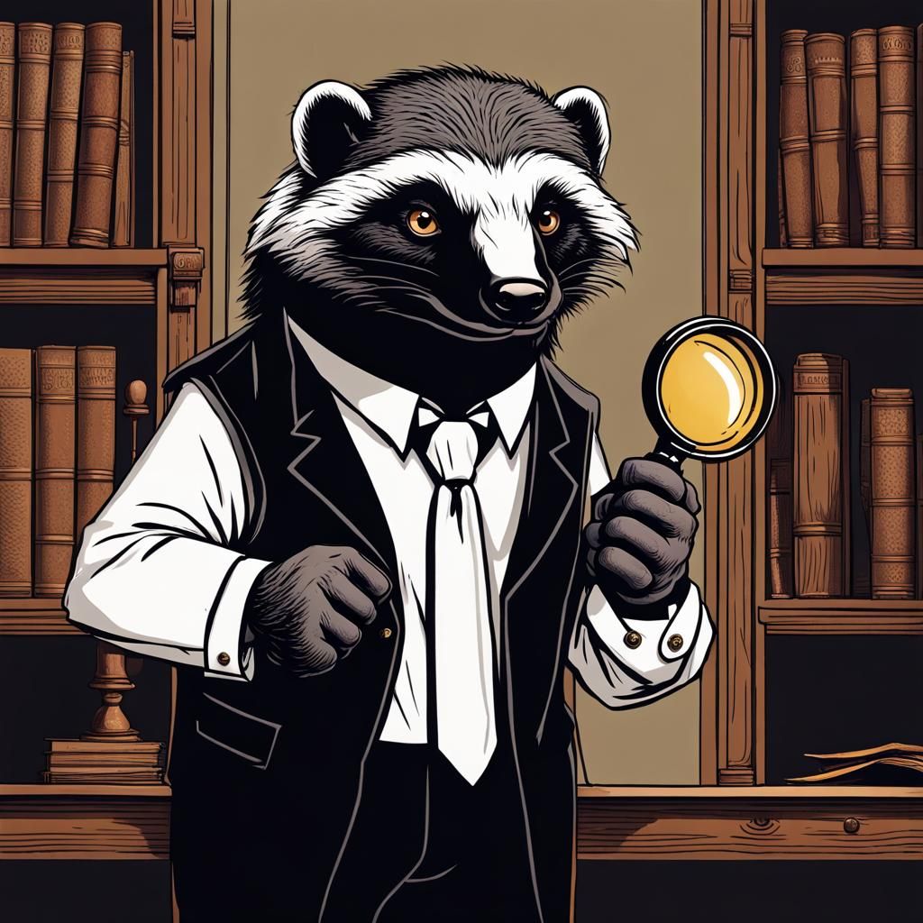 An illustration of a honey badger detective. - AI Generated Artwork ...
