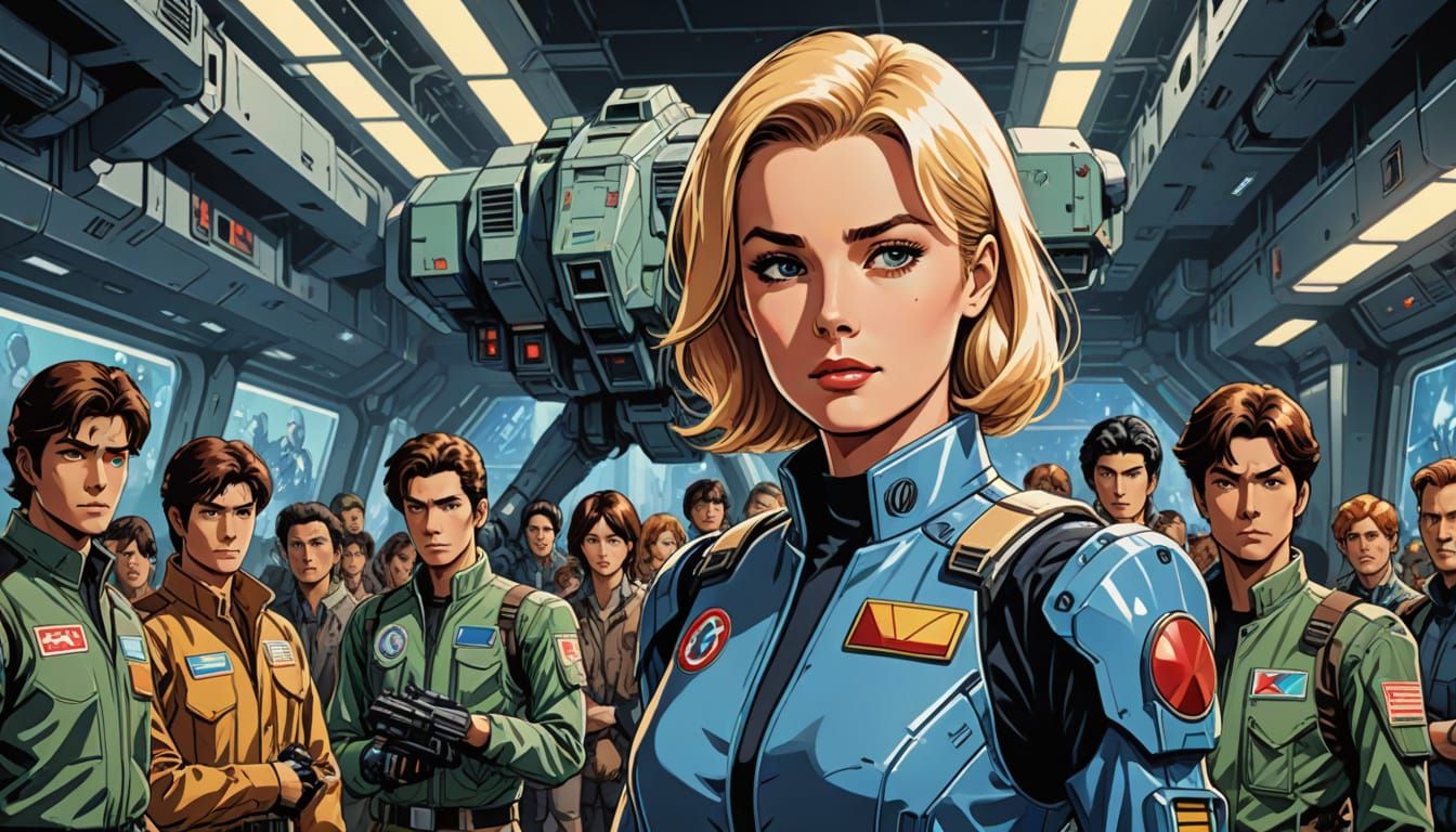 Elegant Lisa Hayes in Robotech SDF-1 Uniform, Insp... - AI Art