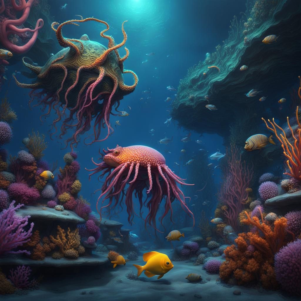 Deep sea creatures - AI Generated Artwork - NightCafe Creator