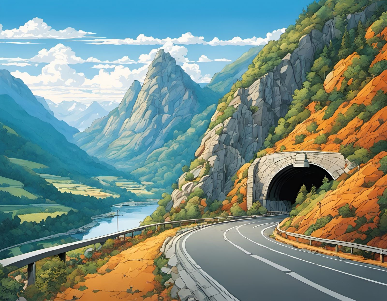 Highway Tunnel Road - AI Generated Artwork - NightCafe Creator