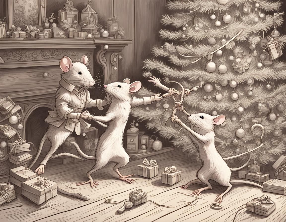 Rats and the Christmas Tree - AI Generated Artwork - NightCafe Creator