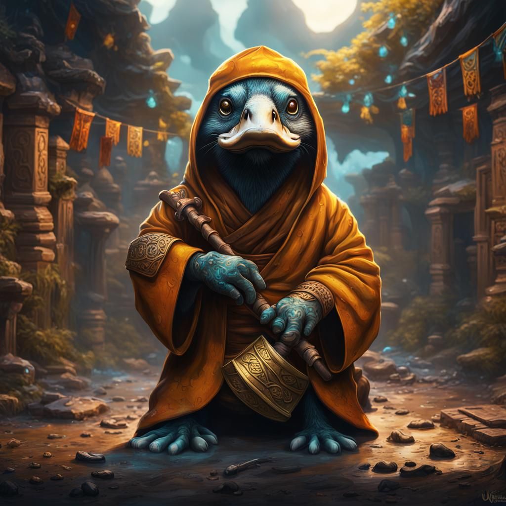 graffiti art of a duck billed platypus dressed as a monk - AI Generated ...