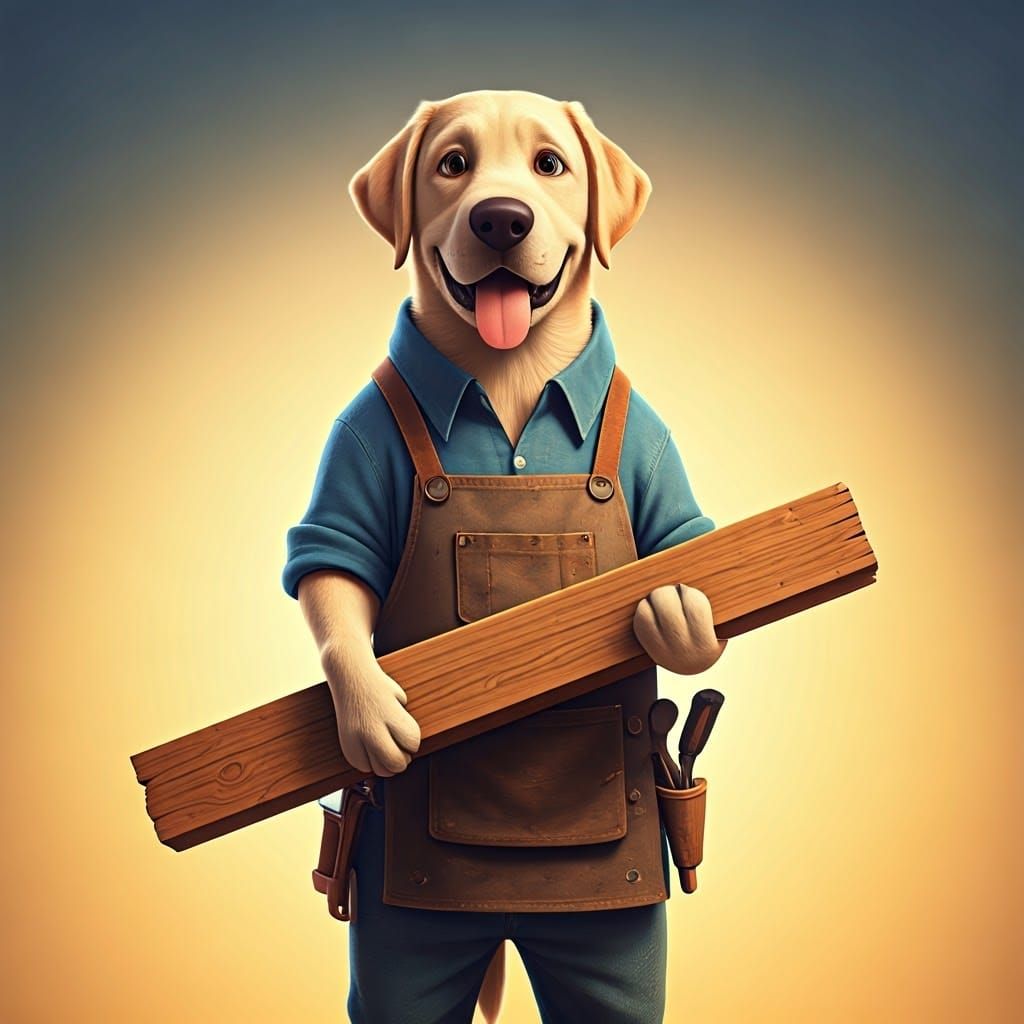 Carpenter Labrador Stands Tall in Vibrant Pixar-Es... - AI Art