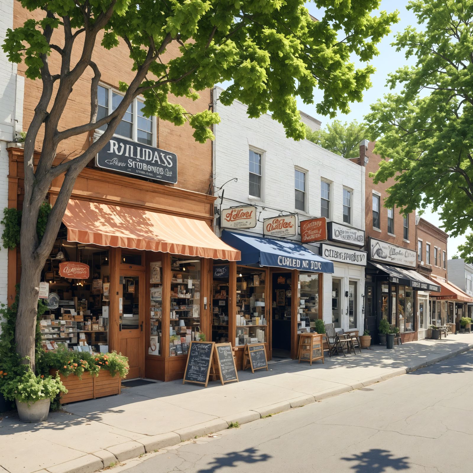 Charming Small Town Storefronts Scene in Pastel Hu... - AI Art