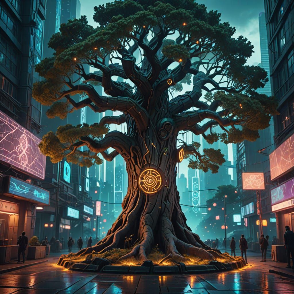 One Tree To Rule Them All - Glowing Tree Dominates Cyberpunk...