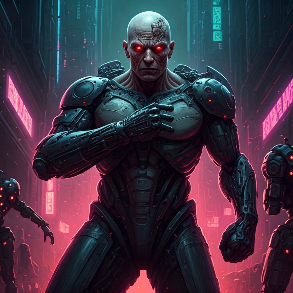 Cybernetic Mutant Zero in Futuristic Battle - AI Art