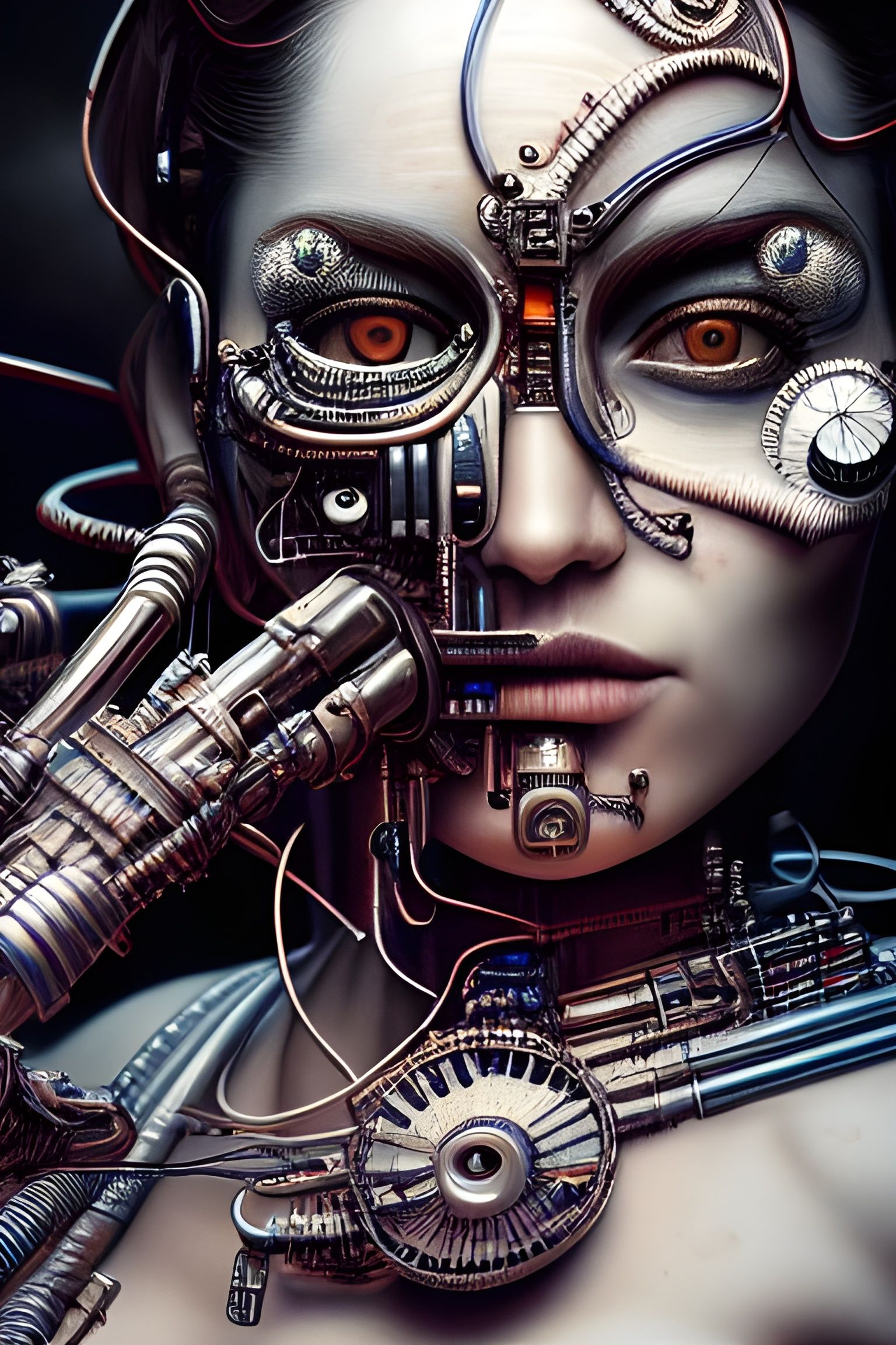 Biomechanical Cyborg Woman - AI Generated Artwork - NightCafe Creator