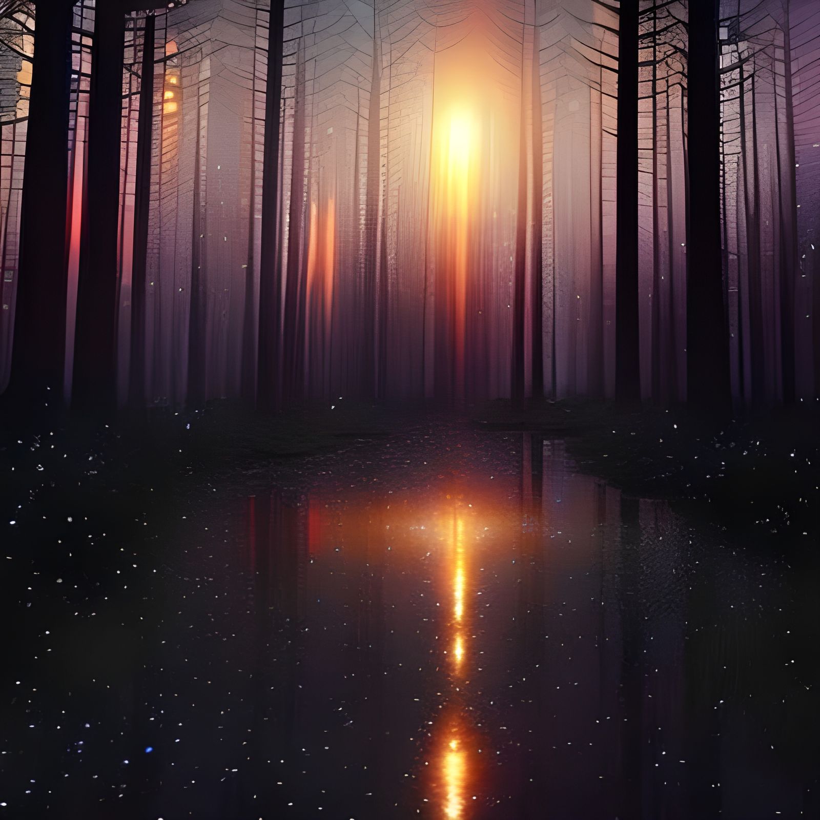 Eerie lights in an enchanted forest - AI Generated Artwork - NightCafe Creator