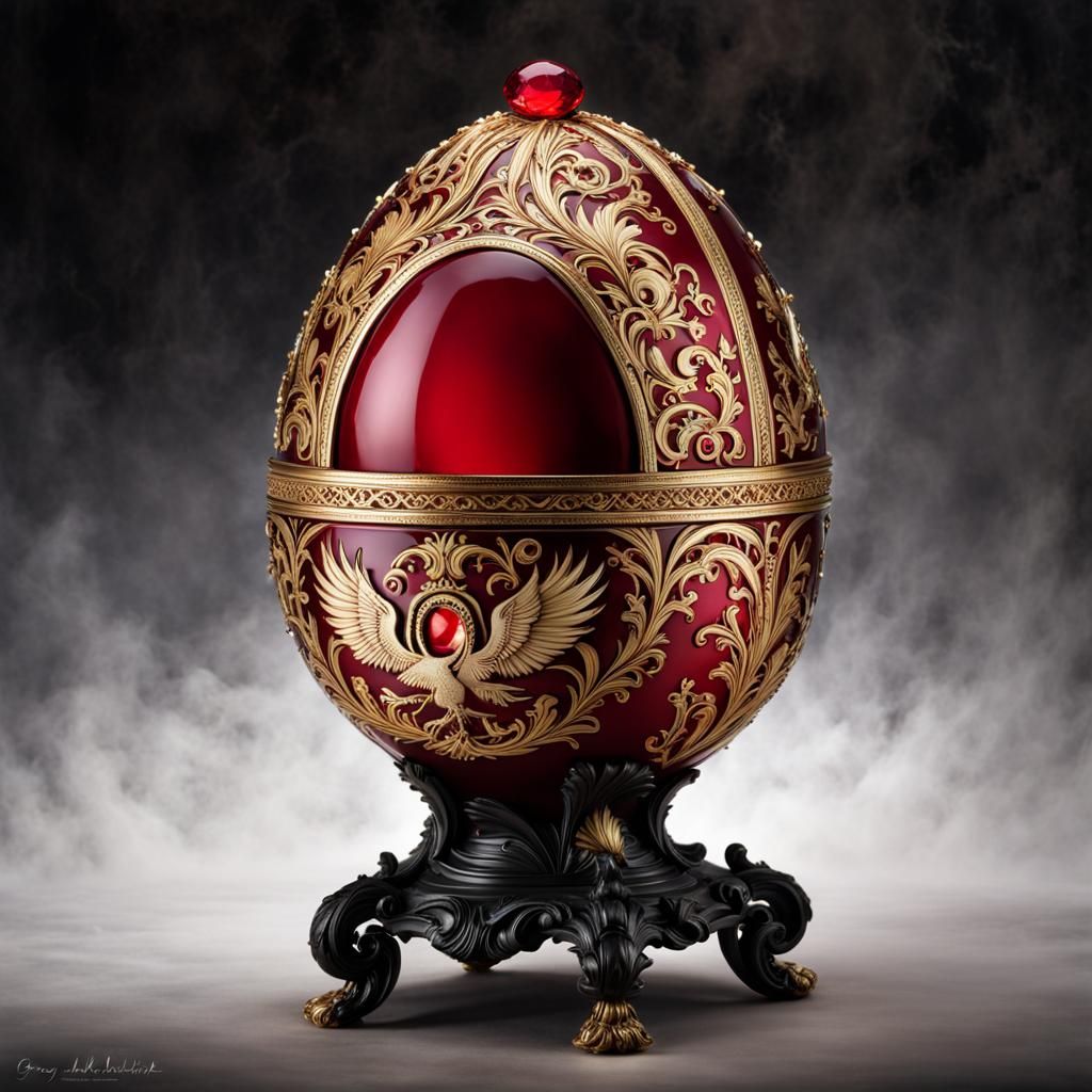 magical faberge egg hatching a phoenix - AI Generated Artwork ...