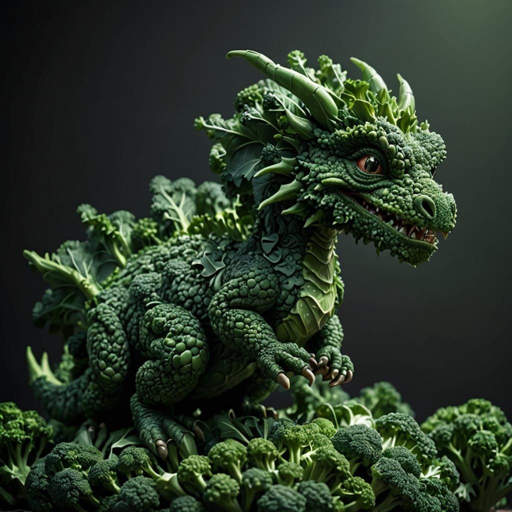 Dragon made of broccoli chibi - AI Generated Artwork - NightCafe Creator