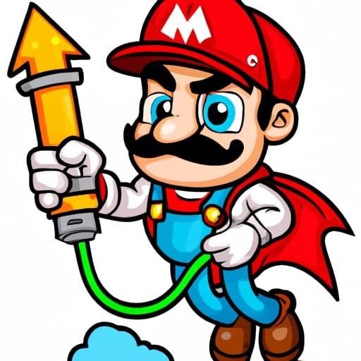 Super Mario holding a rocket launcher - AI Generated Artwork ...