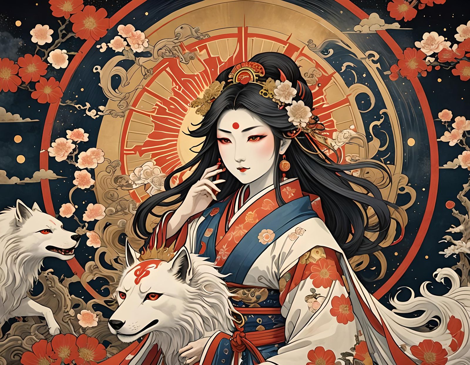 Amaterasu Goddess of the sun and the universe; the mythical ancestress ...