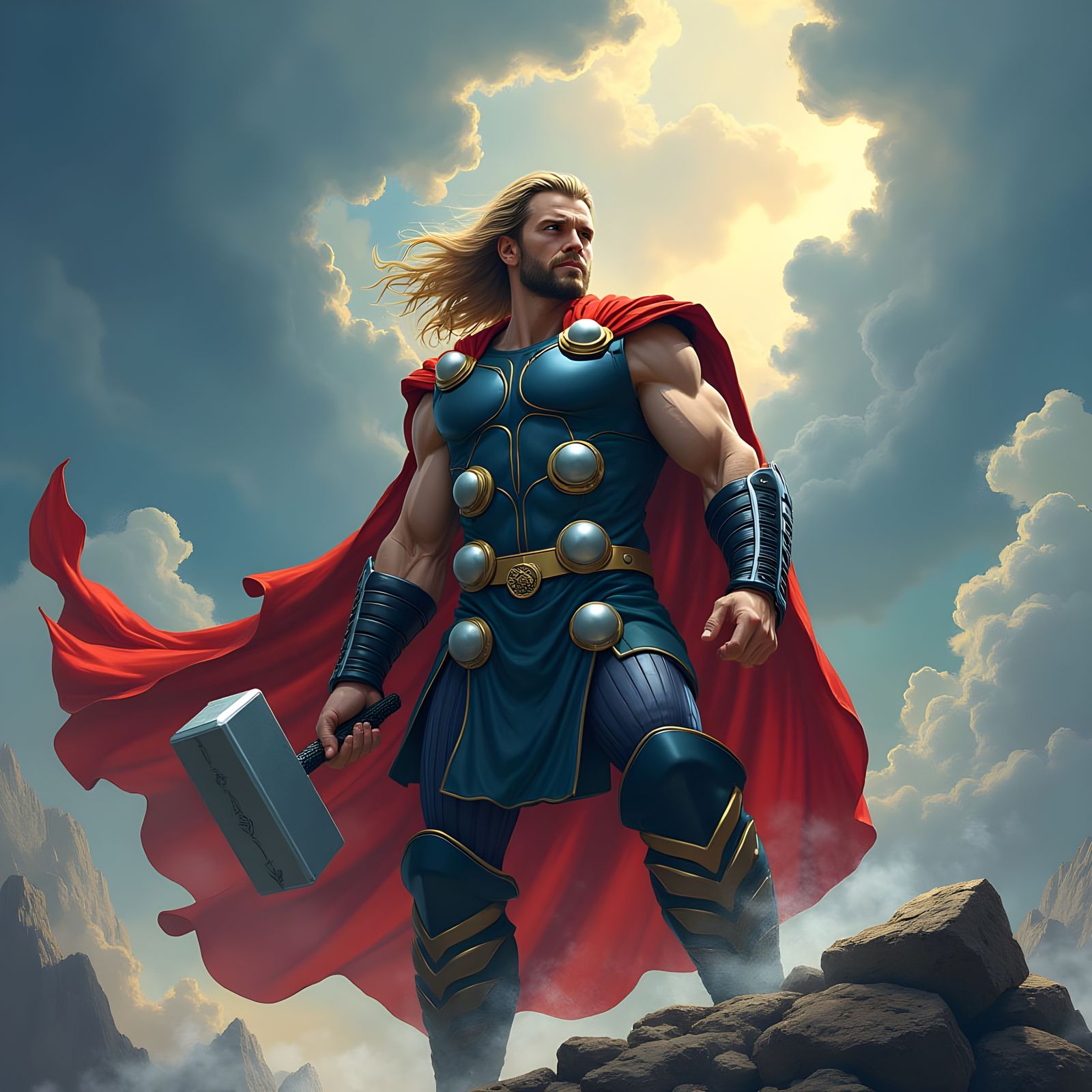 Thor's Day - Norse God Thor in Epic Stormy Landscape