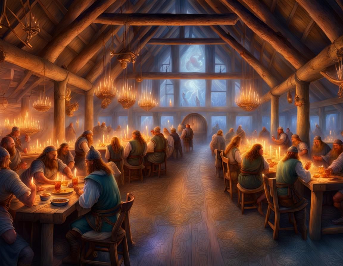 Candlelit Dinner in Valhalla - AI Generated Artwork - NightCafe Creator