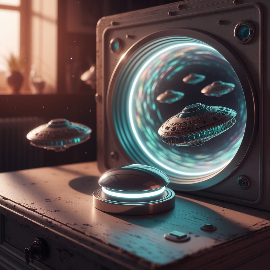 Surreal Portal Scene with Alien Invasion - AI Art