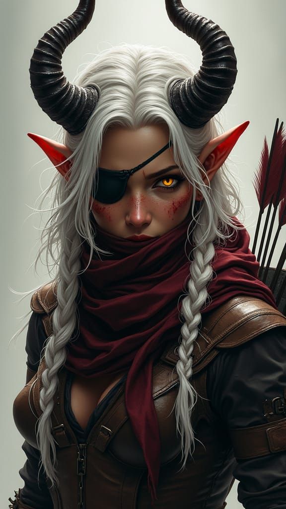 Dark and Gritty Cyberpunk Tiefling Assassin - AI Art