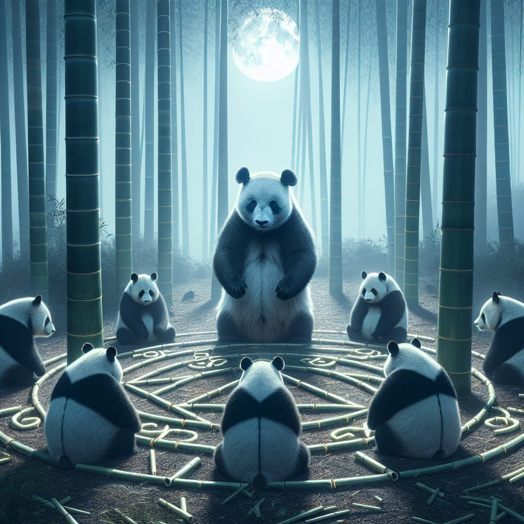 Ancient panda ritual - AI Generated Artwork - NightCafe Creator