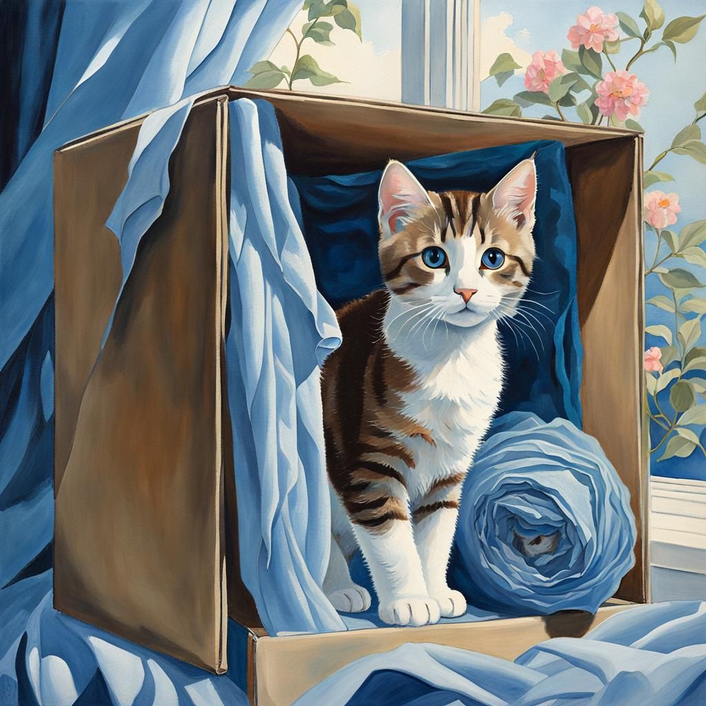 Kitten in the box - AI Generated Artwork - NightCafe Creator