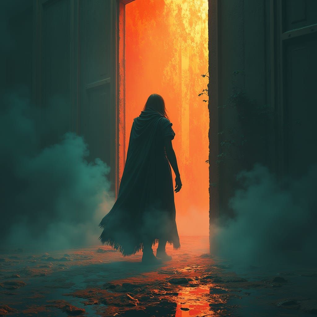 back door with tall evil dark figure walking away far8k resolution ...