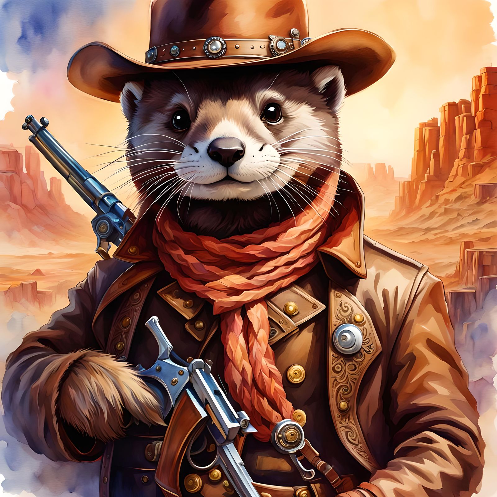 The dashing Otter Gunslinger - AI Generated Artwork - NightCafe Creator