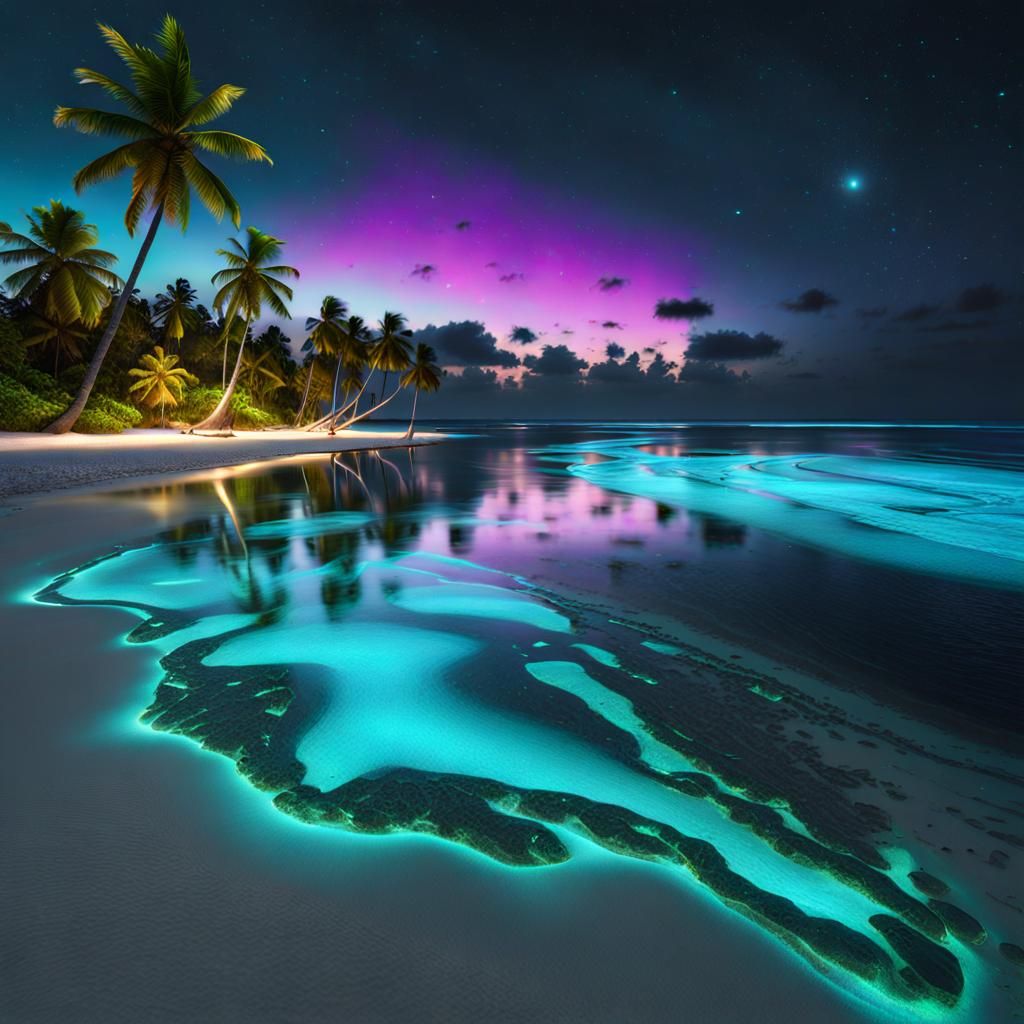 Bioluminescence on beach in Vaadhoo Island, Maldives :: maximalist ...