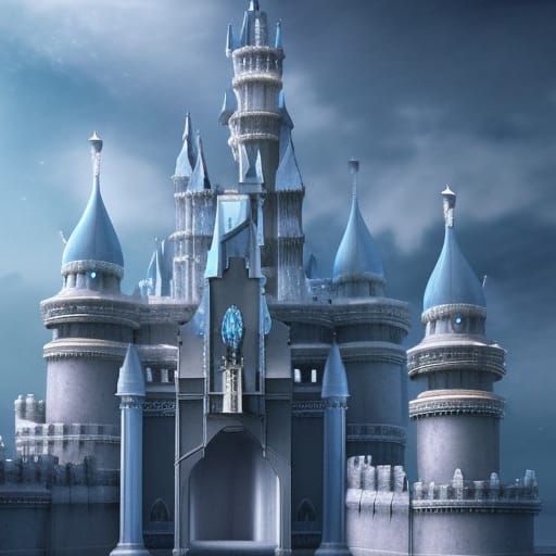 celestial castle made of white marble with ice blue - AI Generated ...