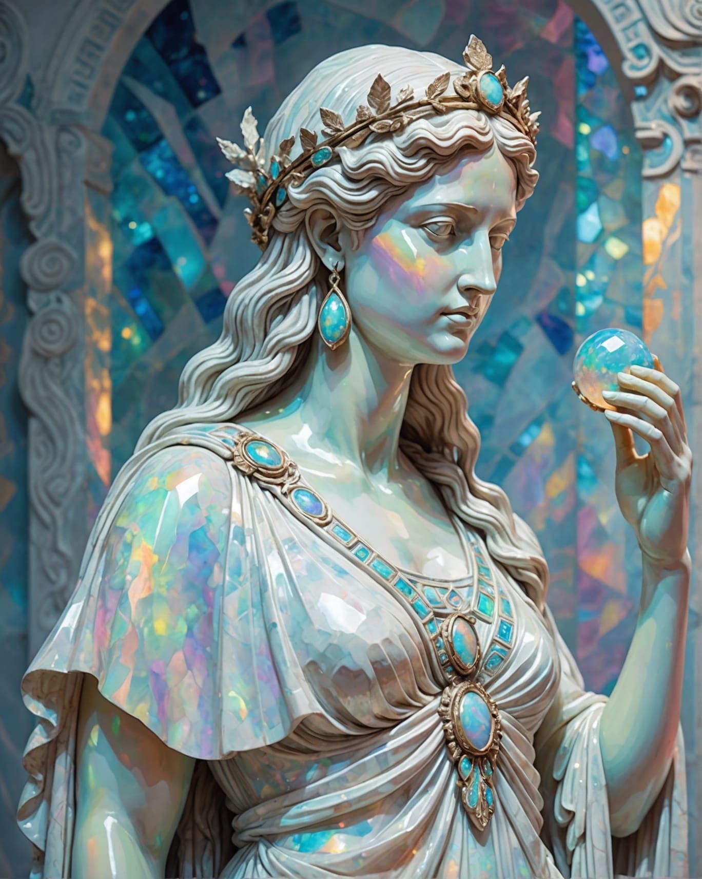 {An Ancient Greek Sculpture of a Beautiful Goddess made of brilliant ...