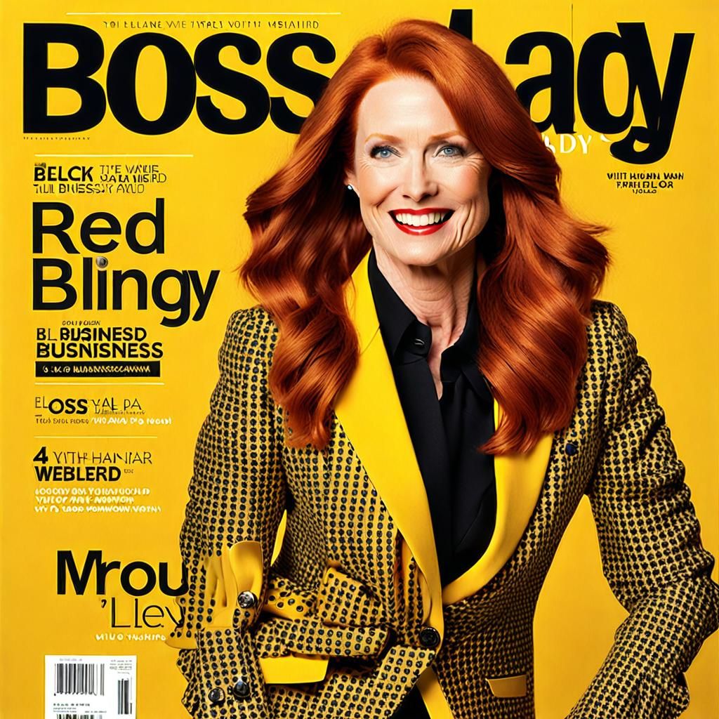 cover of magazine called "boss lady" with 45-year-old red-haired ...