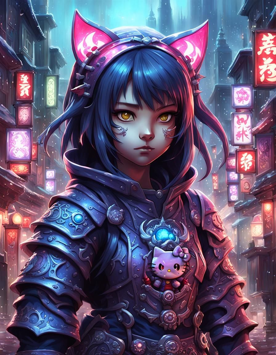 AD&D Fighter Hello Kitty Demon Spawn 001 - AI Generated Artwork - NightCafe Creator