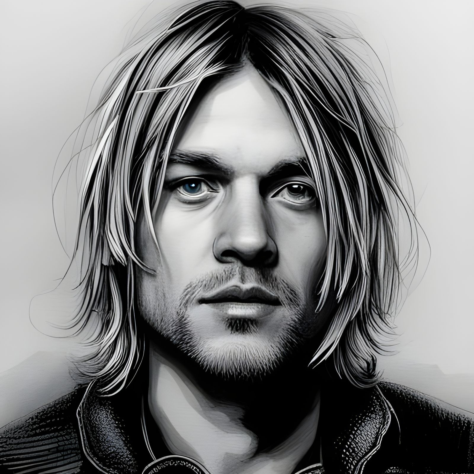 Pen & Ink Portrait of Kurt Cobain American Musician - AI Generated ...