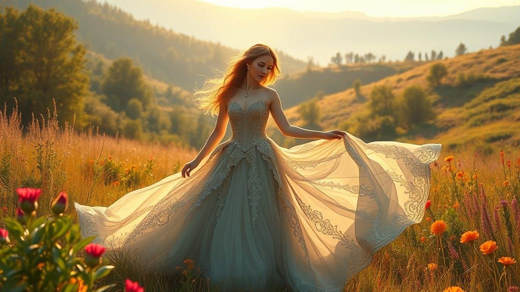 sgf 55 x gjtr olyh - Ethereal Lady in Whimsical Golden Land...