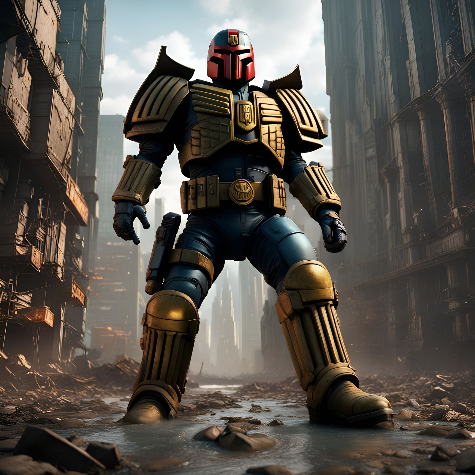 Judge dredd, detailed matte painting, deep color, fantastical, int ...