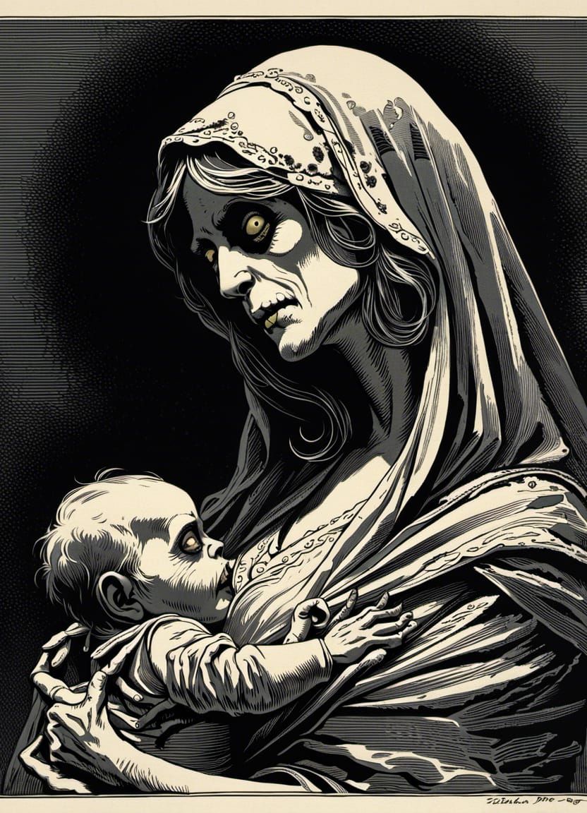 🧠Zombie Mother💝 - AI Generated Artwork - NightCafe Creator