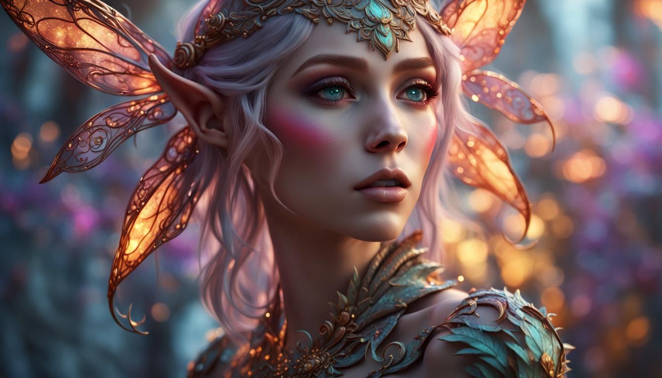 a close up of a stunning 3d render of a fairy, cgsociety 4k”, square ...