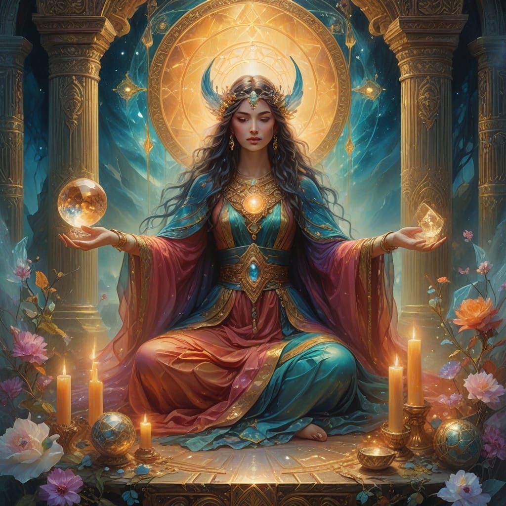 Goddess Alchemy of Awakening - Goddess with Glowing Crystal ...