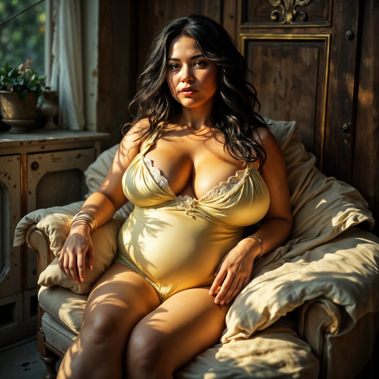 Comfy In Yellow - Stunning Hyperrealistic Portrait in Pale Y...