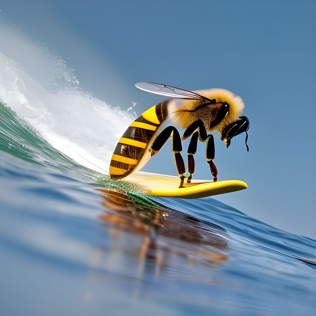 Surfing Bee - AI Generated Artwork - NightCafe Creator