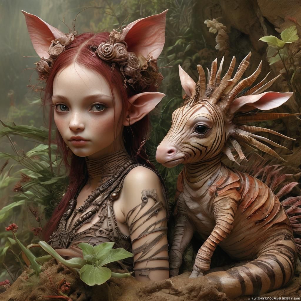 Elven Desert Canyon Child With A Strange Pet.... - AI Generated Artwork ...
