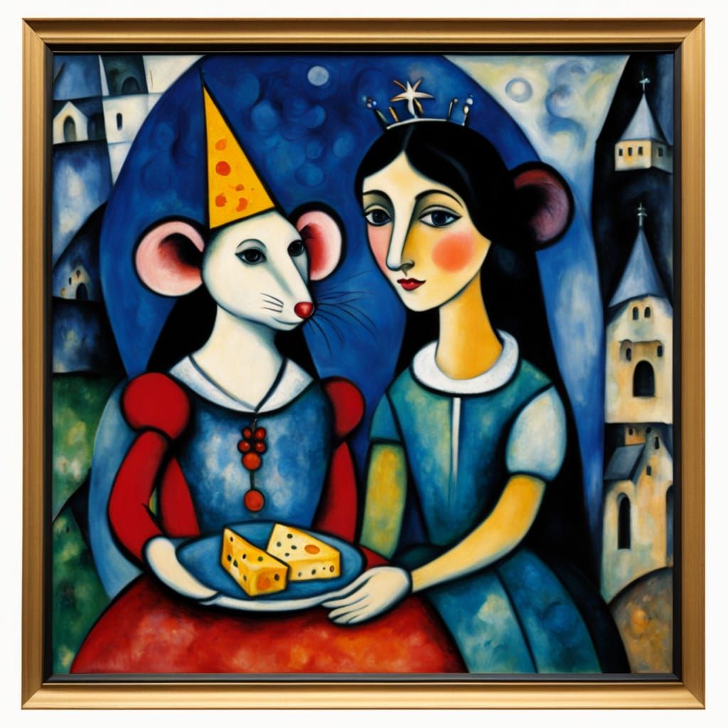 Surrealist Mouse Princess Portrait in Whimsical Fa... - AI Art