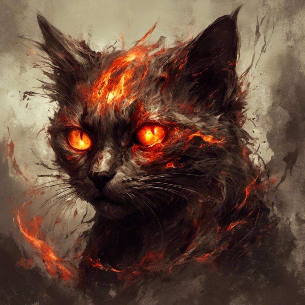 fire elemental familiar cat - AI Generated Artwork - NightCafe Creator