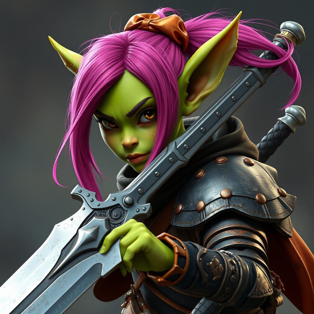 DnD Female fighter goblin - Female Goblin Fighter in Detaile...