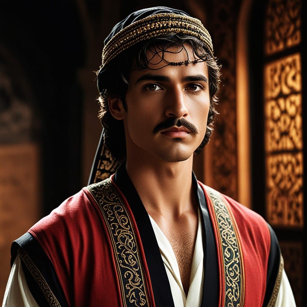 Handsome Young Man in Ancient Arabic Tunic - AI Art