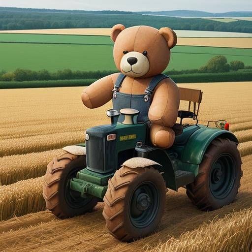 Teddy Bear on Tractor - AI Generated Artwork - NightCafe Creator